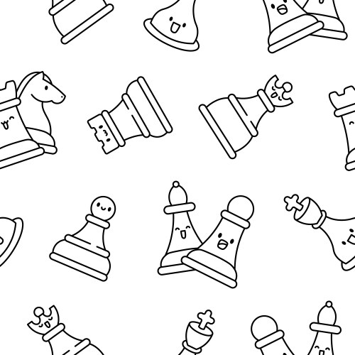 Cute chess pieces with happy face coloring page Vector Image