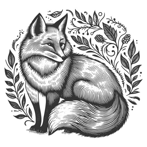 Black and White Fox Vector Images (over 7,400)