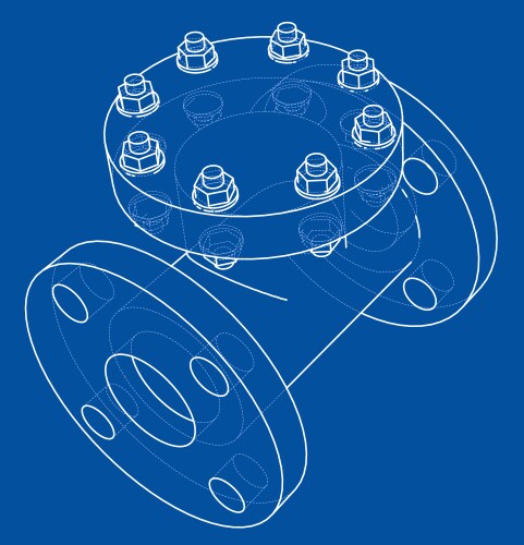 Ball valve isometric blueprints Royalty Free Vector Image