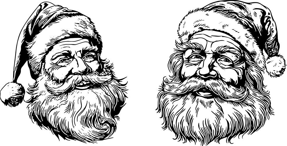 Santa Claus Clip Art Black White Vector Images (over 1,400)