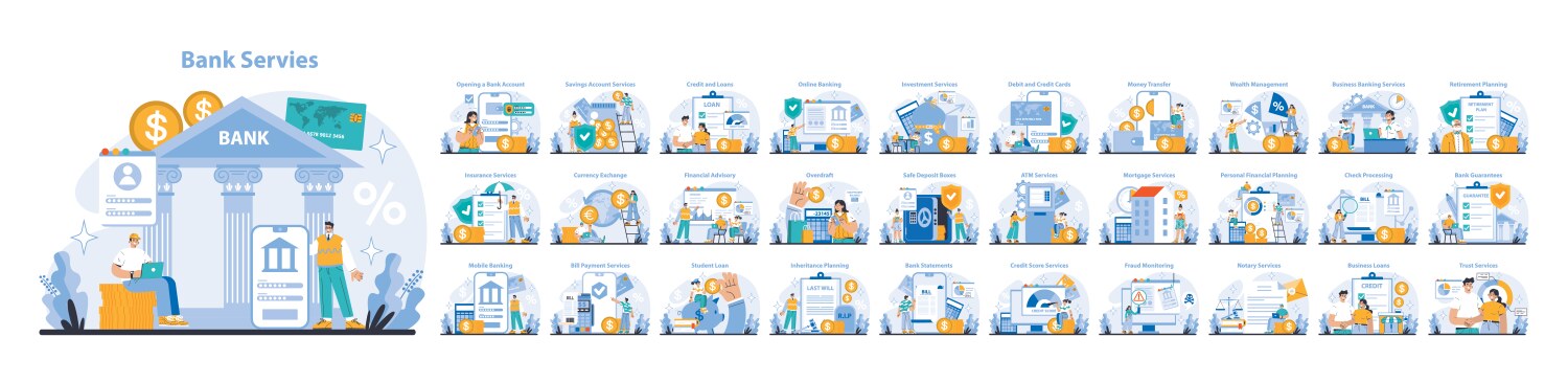 Bank services concept flat Royalty Free Vector Image