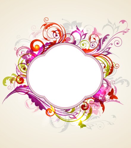 Colorful floral label Royalty Free Vector Image