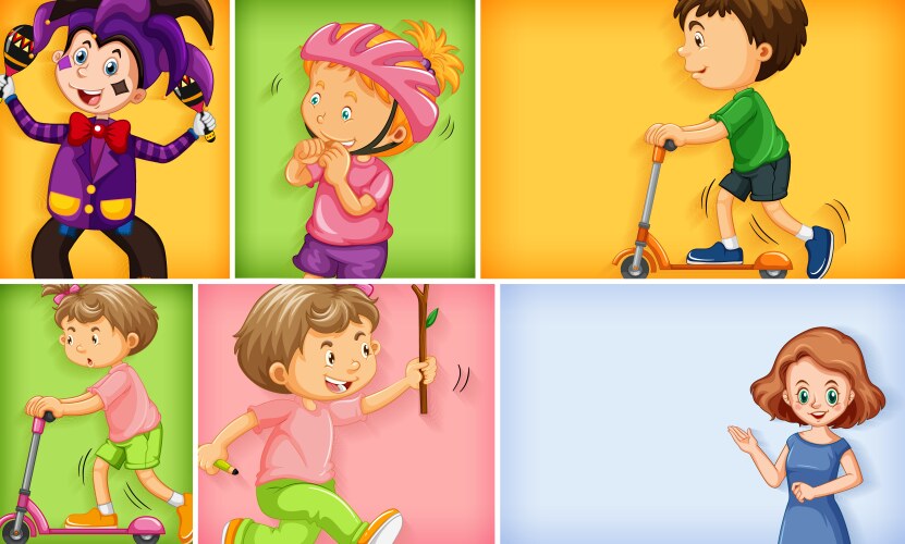 Set different kid characters Royalty Free Vector Image