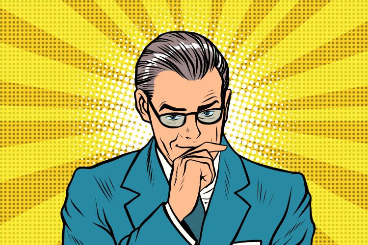 Man thinking hard pop art style Royalty Free Vector Image