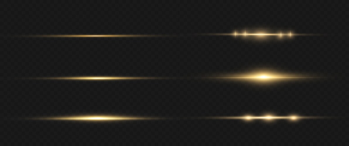 Golden glow line yellow horizontal light rays Vector Image