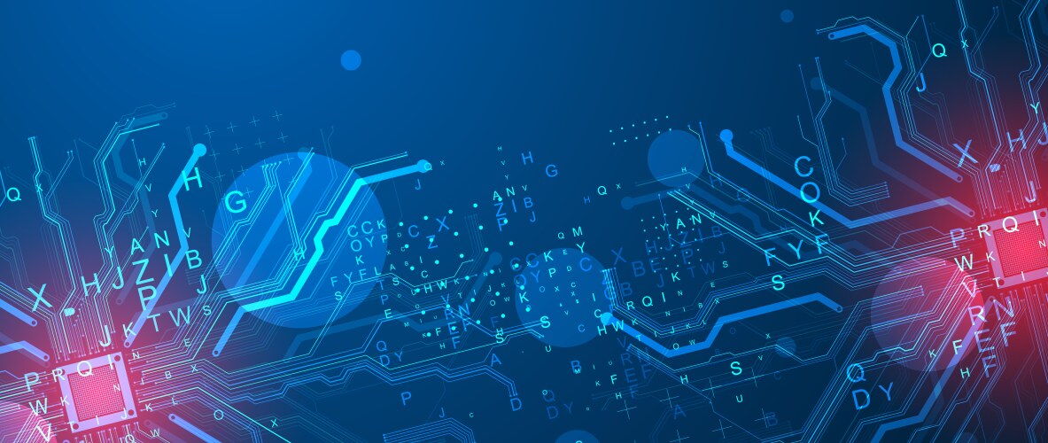 Cpu chip and circuit board blue microprocessor Vector Image