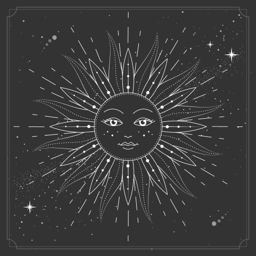 Magic witchcraft card with astrology sun sign Vector Image