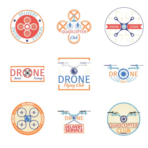 Set of drone logos badges emblems and design Vector Image