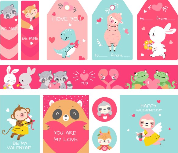 Valentines day gift tag labels Royalty Free Vector Image