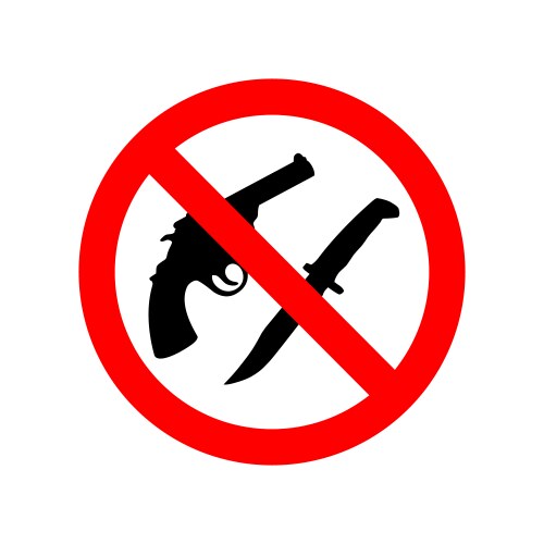 No weapons allowed sign red ban signs images Vector Image