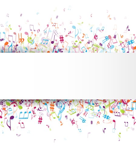 Scattered blue music notes banner Royalty Free Vector Image