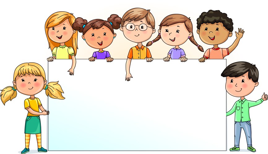 Kids holding banner Royalty Free Vector Image - VectorStock