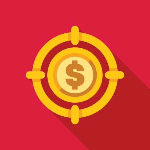 Crosshair targeting golden coin with star symbol Vector Image