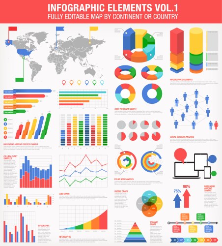 World religions infographic with map charts Vector Image