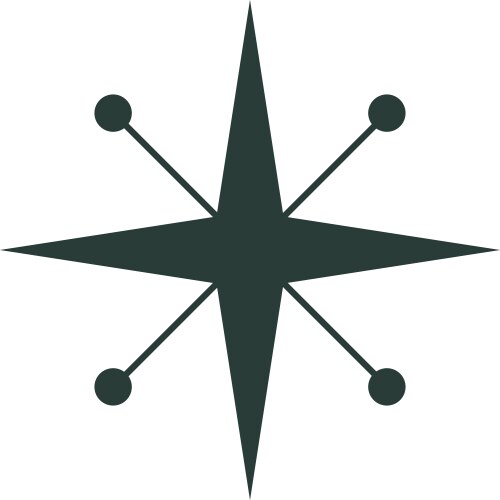 Atomic star mid century outline Royalty Free Vector Image