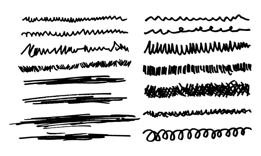 Hand drawn scribble lines on set Royalty Free Vector Image