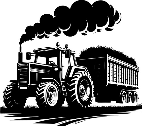 Tractor silhouette isolated on a white background Vector Image