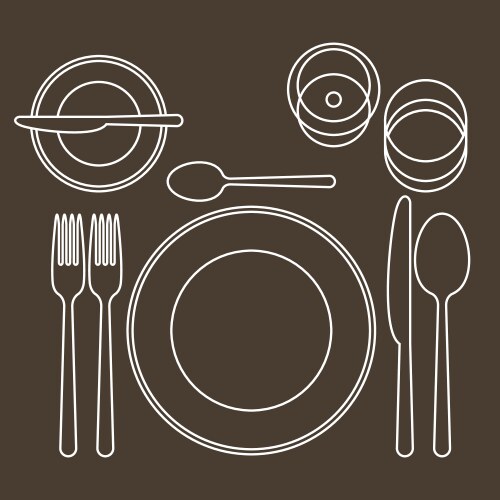 Set of place setting formal dinner Royalty Free Vector Image