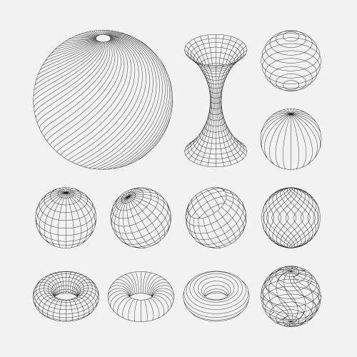 Wireframe earth grid mesh objects set network Vector Image