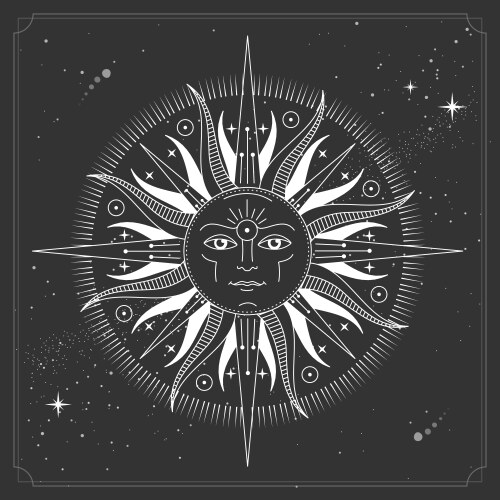 Magic witchcraft card with astrology sun sign Vector Image
