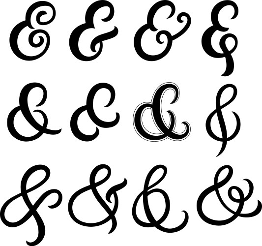 Hand painted ampersand symbols Royalty Free Vector Image