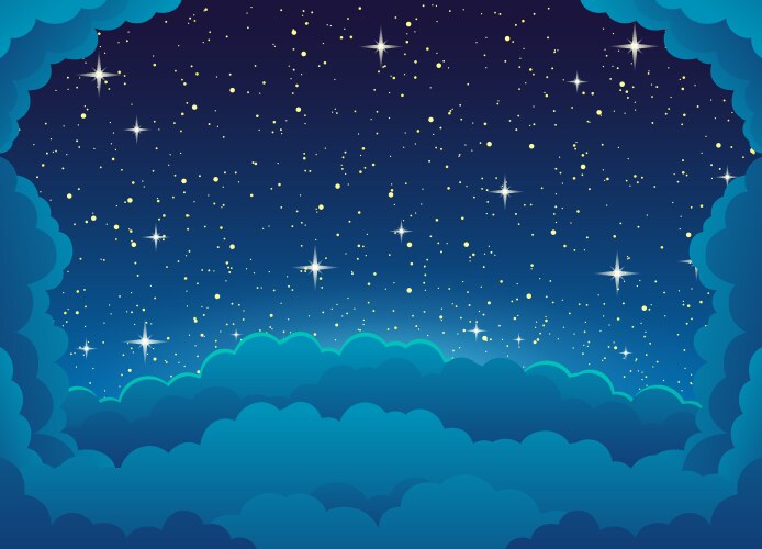 Beautiful night sky stars clouds moon Royalty Free Vector