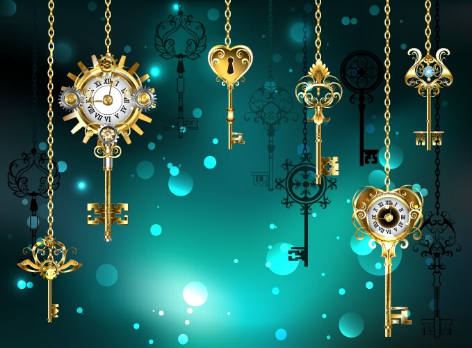 Set of gold keys Royalty Free Vector Image - VectorStock