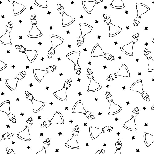 Chess pieces seamless pattern coloring page Vector Image