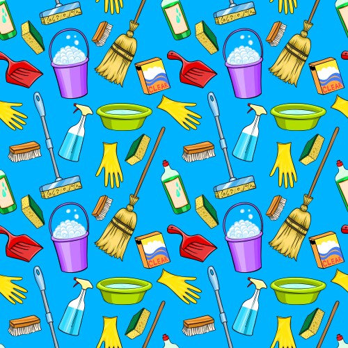 Cleaning supplies cartoon set Royalty Free Vector Image
