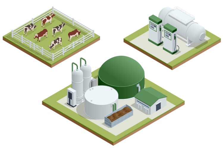Biogas plant processing organic waste Royalty Free Vector