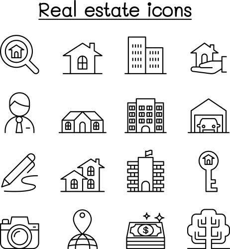 Building color line icon set Royalty Free Vector Image