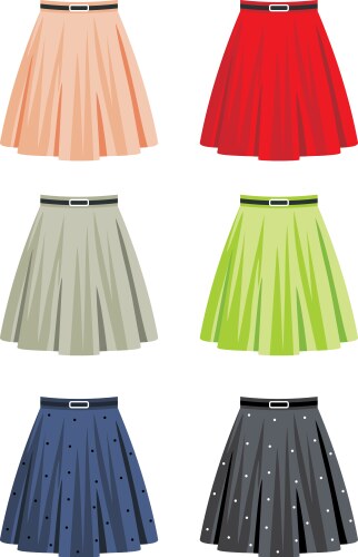 Skirts set in various colors Royalty Free Vector Image