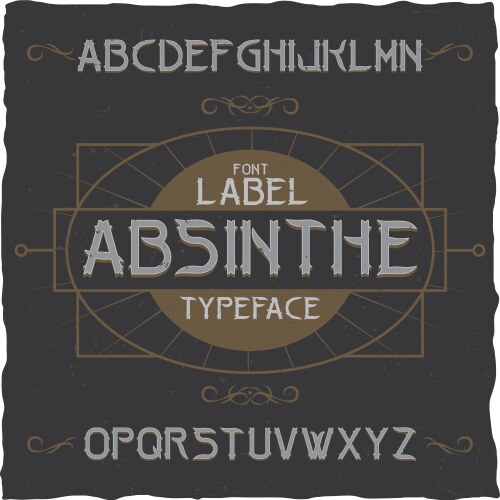 Absinthe label font and sample design Royalty Free Vector