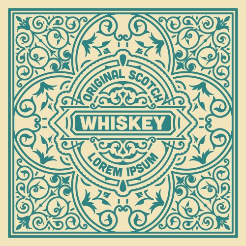 Old vintage whiskey label design Royalty Free Vector Image