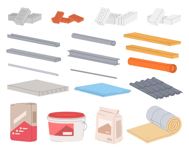Building materials heaps construction material Vector Image