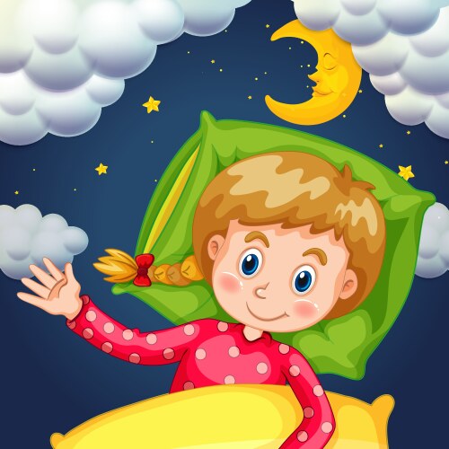 Four scenes kid sleeping in bed at night time Vector Image
