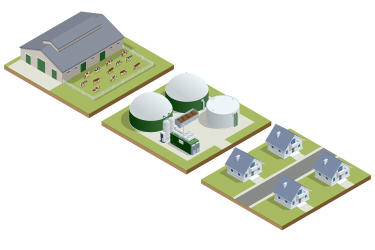 Biogas plant processing organic waste Royalty Free Vector
