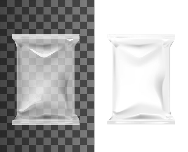 Food empty plastic packaging bag icon set Vector Image
