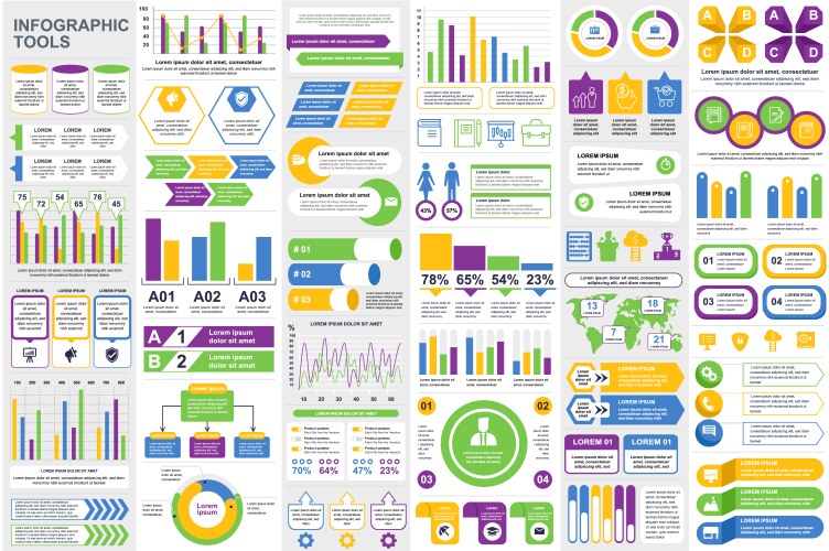 Bundle infographic elements data visualization Vector Image