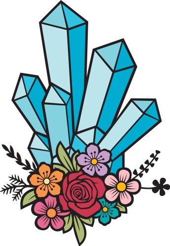 Six colorful crystal clusters cartoon style Vector Image