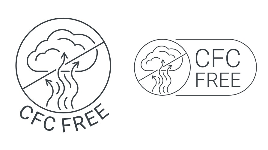 Cfc free sticker - freon aerosol inhaler compound Vector Image