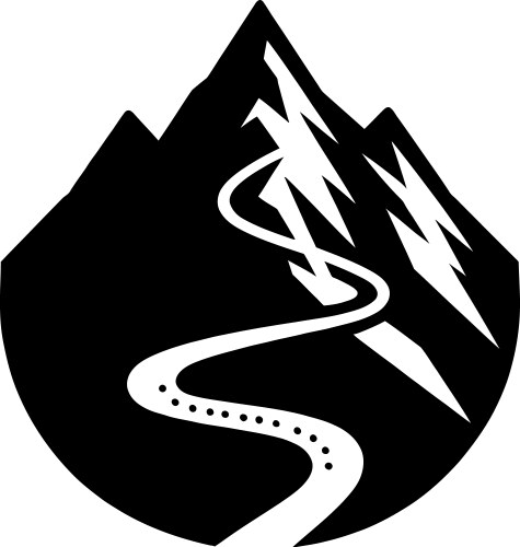 Silhouette of a mountain with winding trail Vector Image