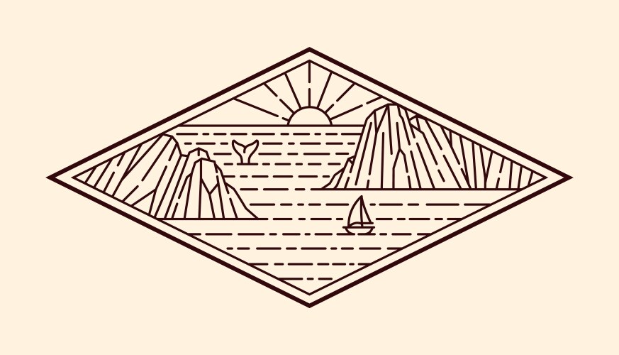 Nature landscape line art template Royalty Free Vector Image