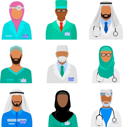 Smile arab avatars Royalty Free Vector Image - VectorStock