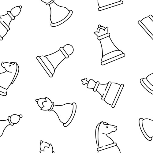 Chess pieces seamless pattern coloring page Vector Image
