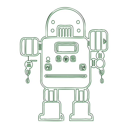 Robot outline sketch green Royalty Free Vector Image