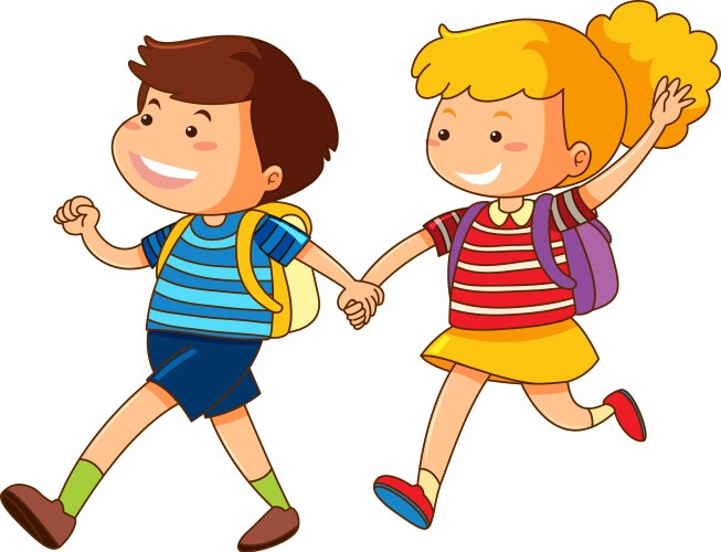 Boy helping a girl stand up Royalty Free Vector Image