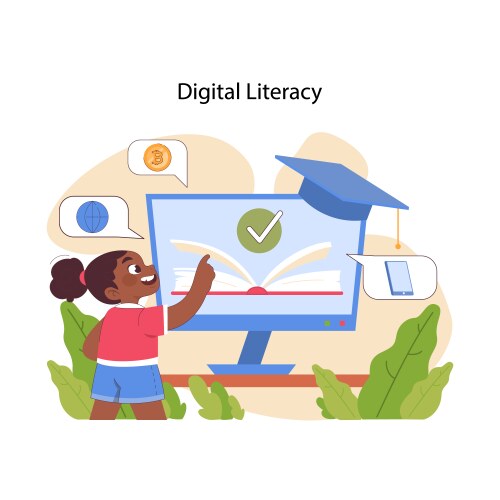 Digital literacy concept flat Royalty Free Vector Image