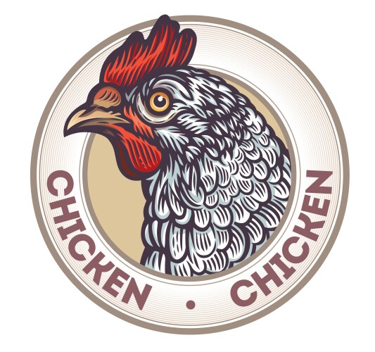 Angry chicken logo inside circle Royalty Free Vector Image