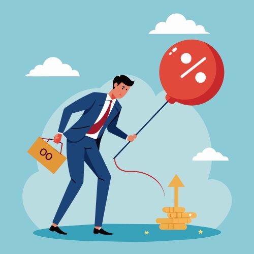 Interest rate and inflation percent impact Vector Image